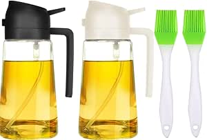 Botella Dispensadora de Aceite para la Cocina 2pcs,16oz/470ml Dispensador y Pulverizador de ...