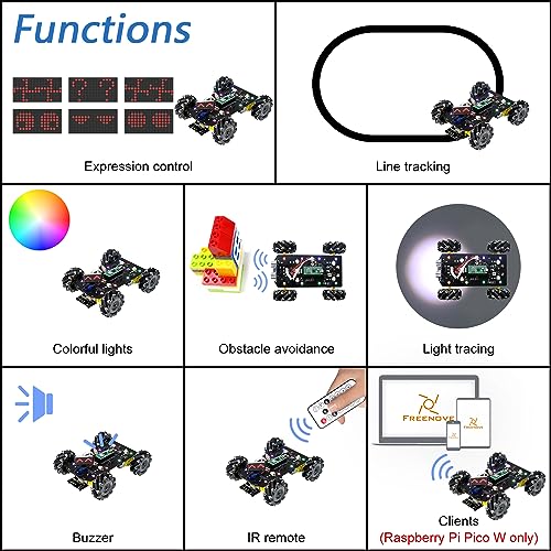 Freenove Mecanum Wheel Car Kit For Raspberry Pi Pico W Included Compatible With Arduino Ide