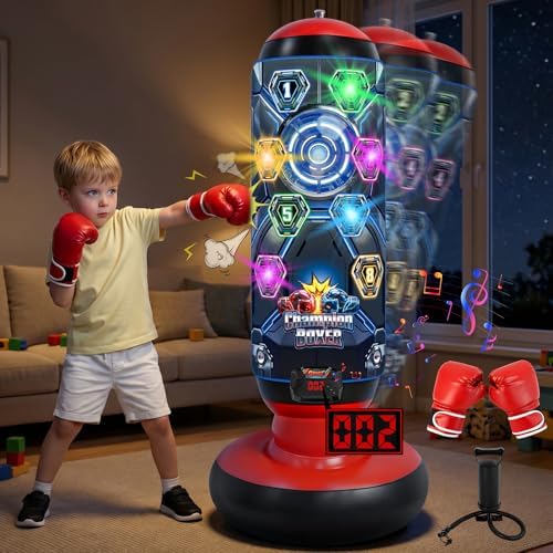 Amazon.com : Kids Punching Bag with Gloves & Pump, Inflatable Boxing ...