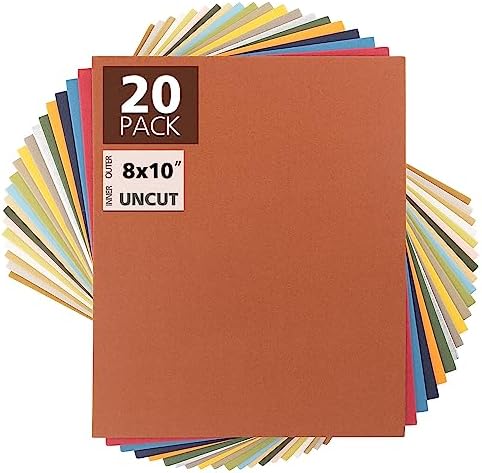 Amazon.com: Mat Board Center, 20 Pack 8x10 Uncut Matte Boards, Assorted ...