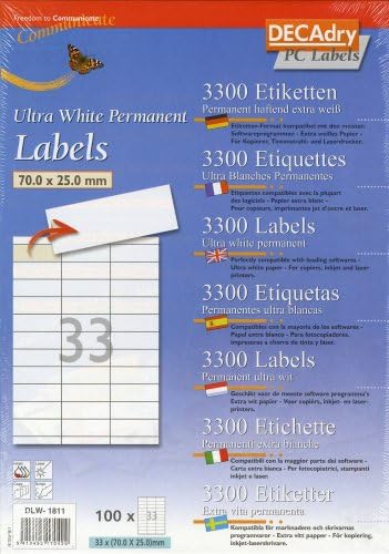 Décadry dlw-1811 - Etiquetas (33 por página, 100 láminas) : Amazon.es ...