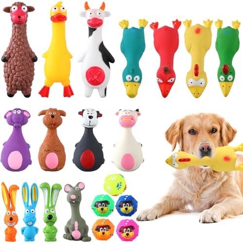 Pet Supplies : Shappy 20 Pcs Squeak Latex Dog Toys, Rubber Chew Toy ...