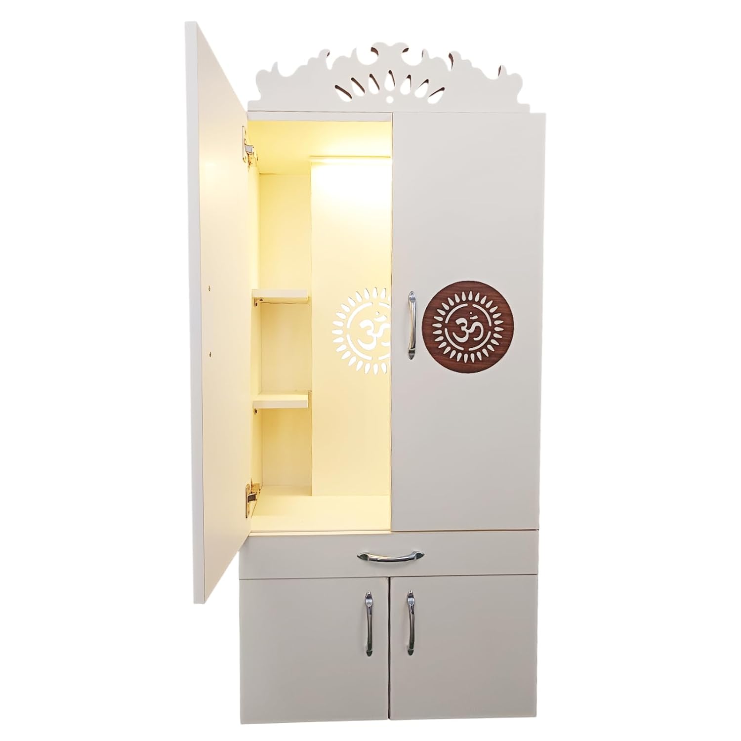 Alpine Willow 130x60x35 CM Wooden Temple with Doors I Mandir for Home I ...
