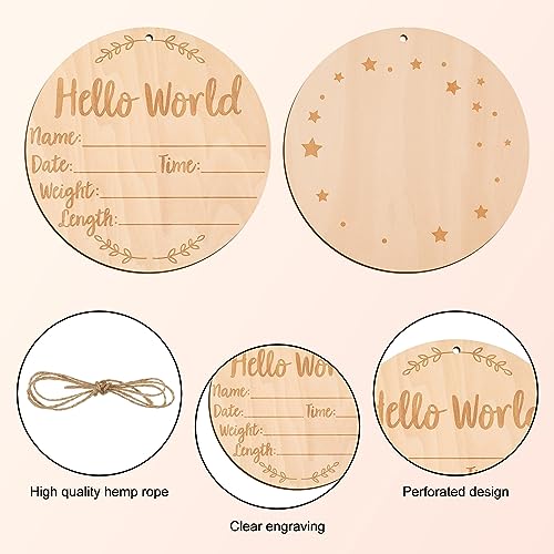 RosewineC Wooden Hello World Baby Sign Set,5.9 Inch Newborn Double Side ...