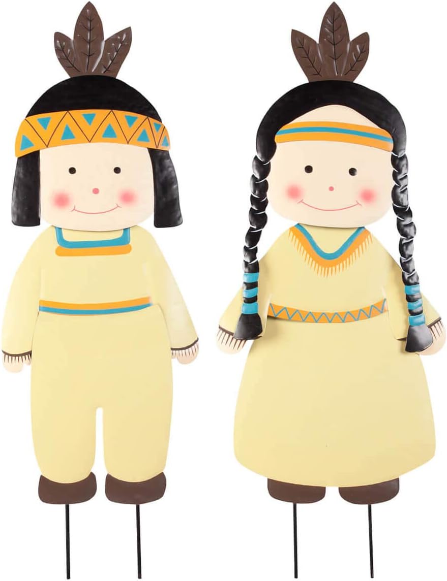 Amazon.com: Miles Kimball Pilgrim Boy and Girl Metal Lawn Stakes Set by ...