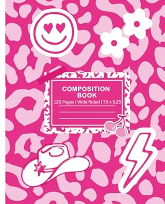 Cute Preppy Pink Composition Notebook for School Teens & Girls: 120 ...