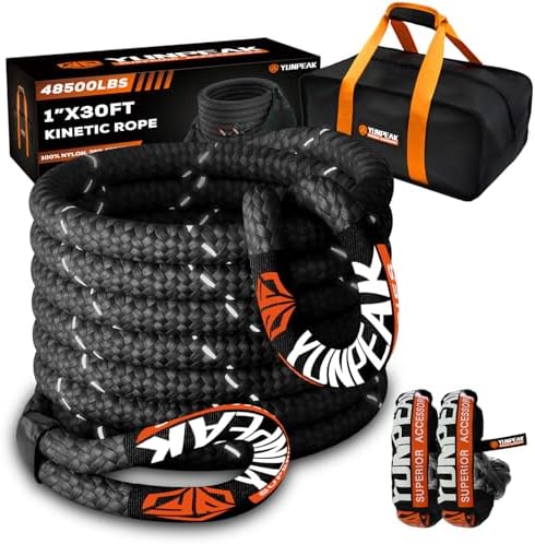 Amazon.com: YUNPEAK Kinetic Recovery Rope (1in x 30ft - 48,500Lbs ...