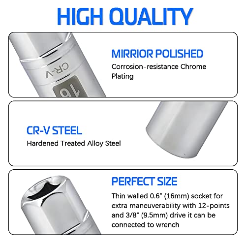 Snapklik.com : 16mm Thin Wall Magnetic Spark Plug Socket 3/8 Inch Drive ...
