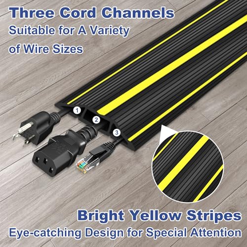 Cable Cover Floor Cable Protector, 2M Outdoor Cable Cover with 3 Cord ...