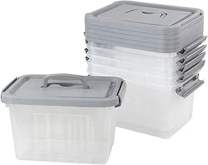 Neadas 6 L Small Plastic Storage Bins, Portable Latch Boxes with Lids ...