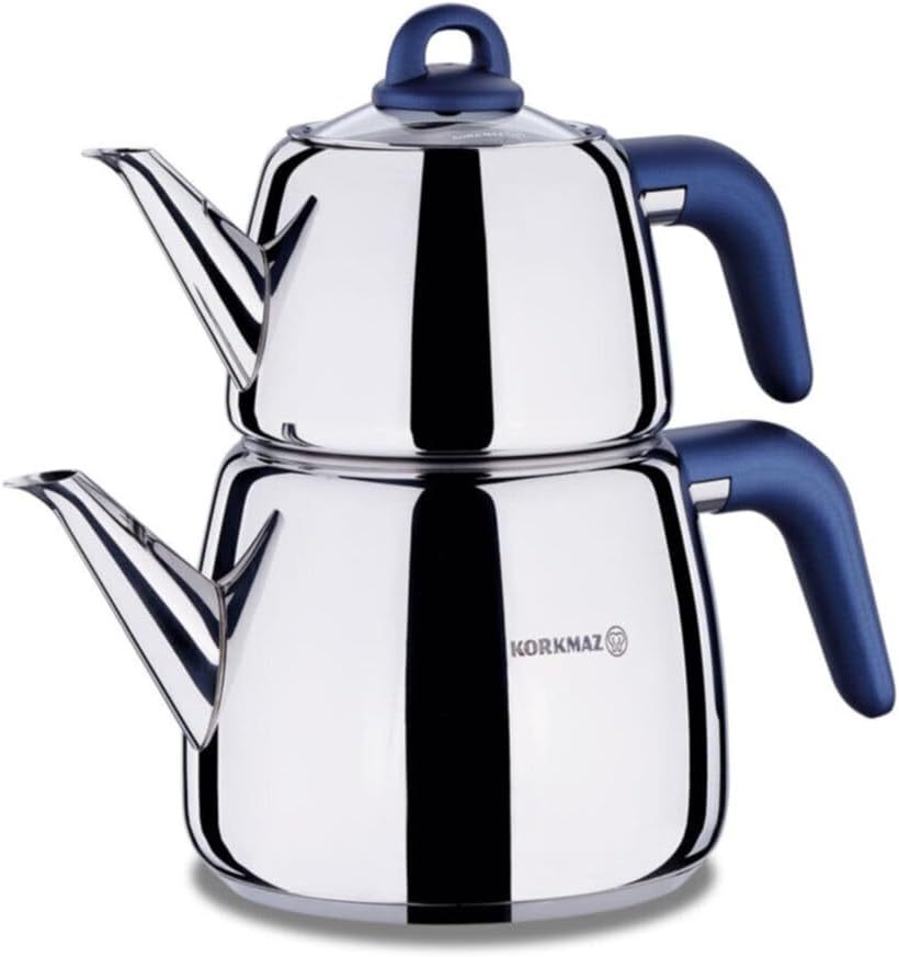Amazon.com | Serenk Stainless Steel 3 qt(101 fl oz) Turkish Tea Pot ...