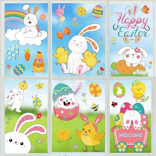 Amazon.com: 8 Sheets Easter Window Clings, Easter Window Stickers ...