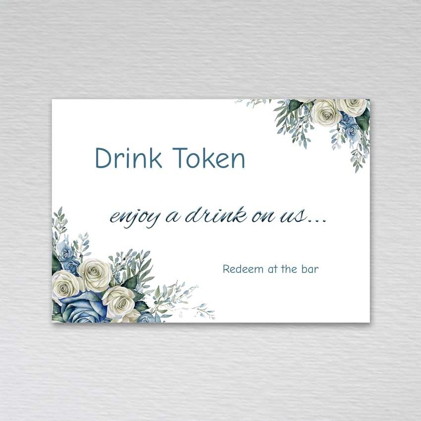 Webspectations Pack of Drinks Token: Dusty Blue Wedding Drinks Token ...