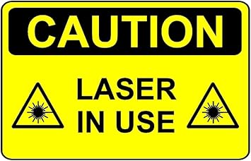 Caution laser in use safety sign - Self adhesive sticker (400mm x 300mm ...