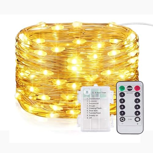 LED Fairy String Lights with Remote Control - 2 Set 100 LED 33ft/10m ...
