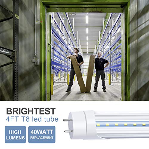 48in LED Tube Light 4FT 5000K Dual-End Powered ,T8 Ballast Bypass, 18W ...