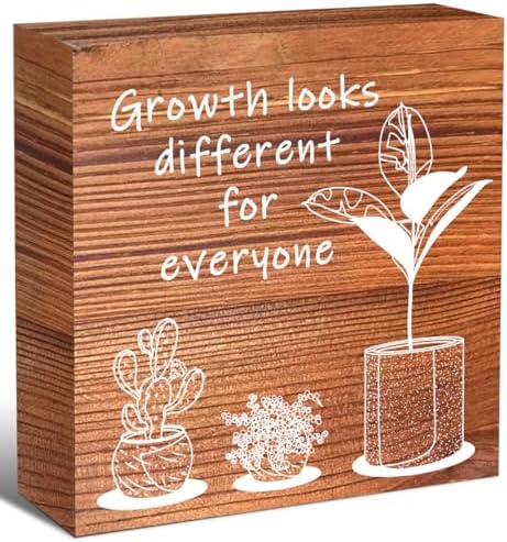 Amazon.com: Inspirational Wood Block Sign,Growth Looks Different for ...