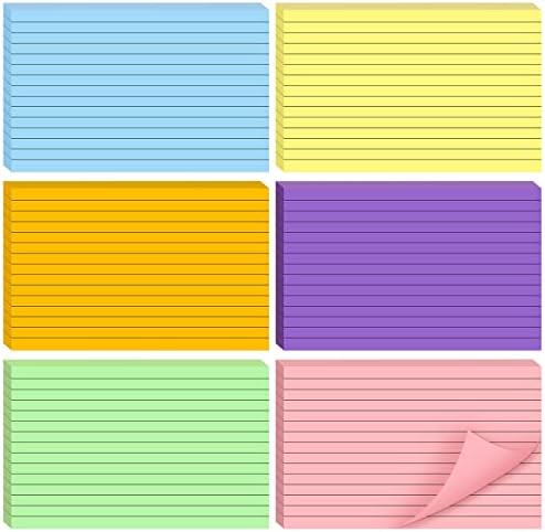 Amazon.com : 600 Sheets Ruled Color Index Cards 5 x 8 Inch Paper Lined ...