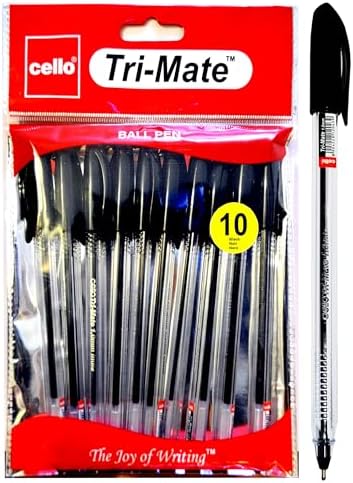 Cello Black Ballpoint Pens, Tri-Mate Medium Point Biros Multipack Pens ...