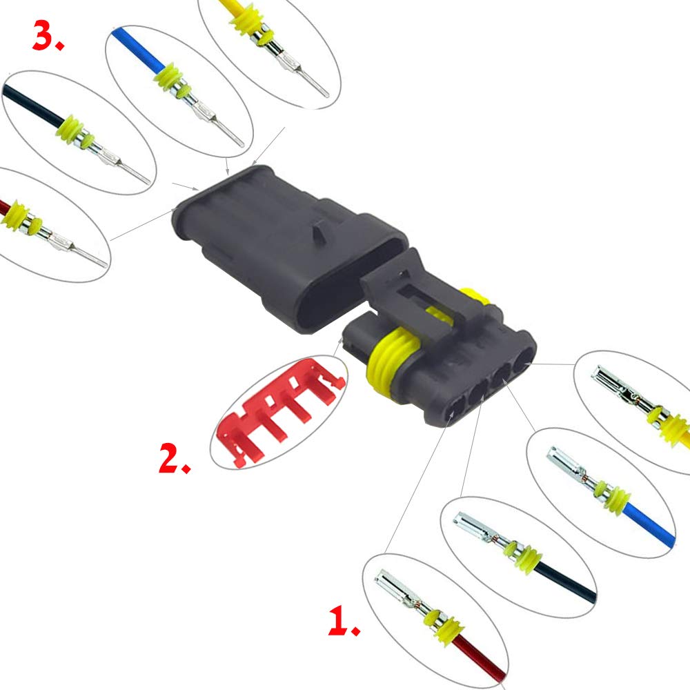 Snapklik.com : YETOR 4 Pin Connector Kit, 10 Kit Car Auto Electrical ...
