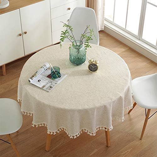 Amazon.com: TACYKIBD Round Tablecloth 60 Inch, Cotton Linen Table ...