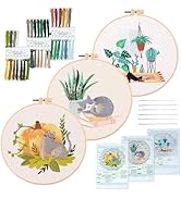 Amazon.com: XM-GENYUE 3 Sets Embroidery Kit for Beginners with ...