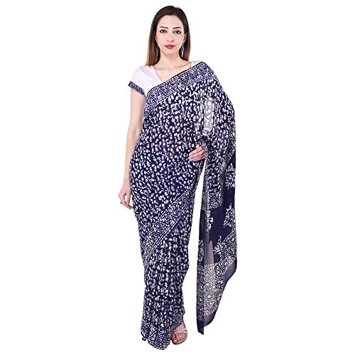 Buy Poonam Sarees Georgette Saree (Ps022_Blue) at Amazon.in