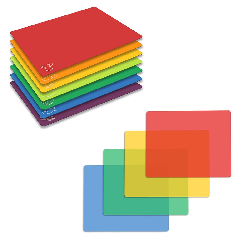 Amazon.com: Fotouzy Colorful Flexible Plastic Cutting Board Combination ...