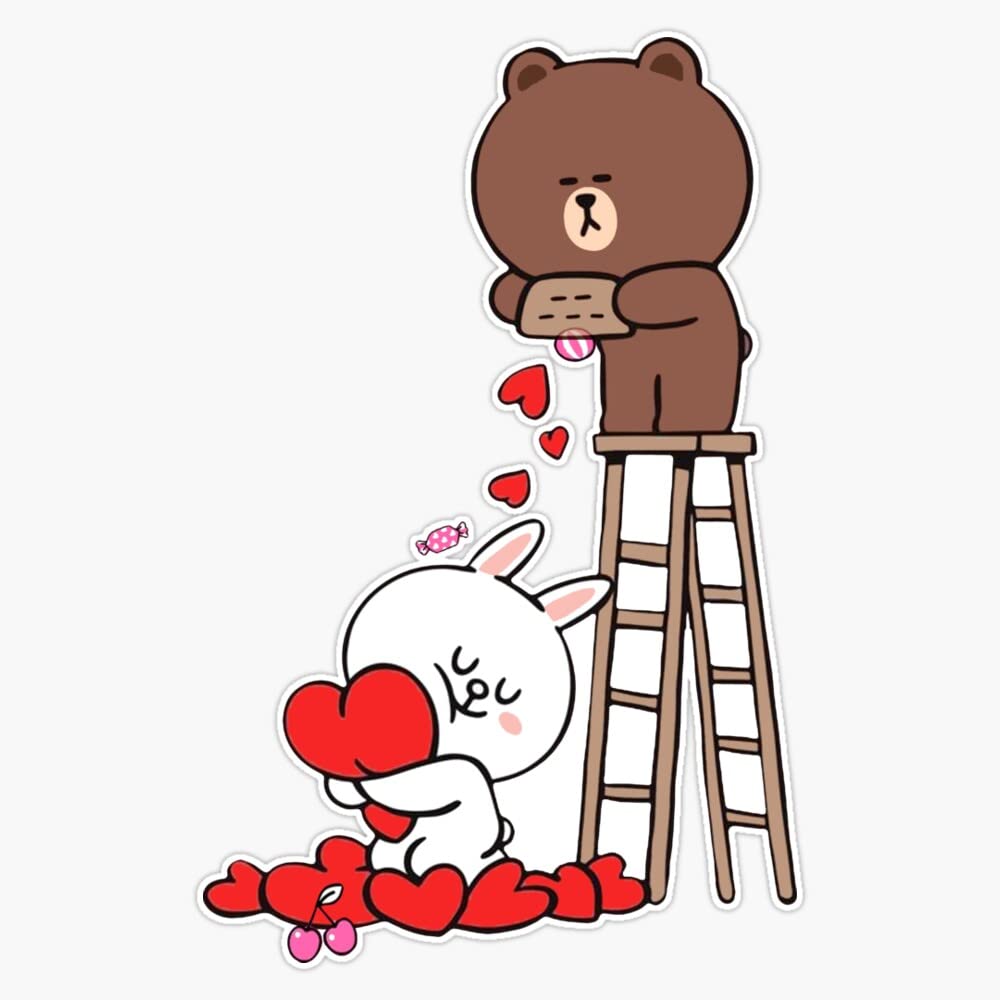 Amazon.com - Brown Bear and cony Sticker Bumper Sticker Vinyl Decal 5