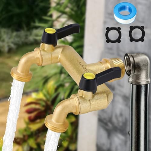 Amazon.com: Double Outdoor Faucet, Outside Tap Garden Water Faucet Wall ...