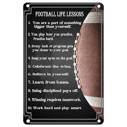 Amazon.com : Football Life Lessons Sign Metal Tin Sign for Bar Garage ...