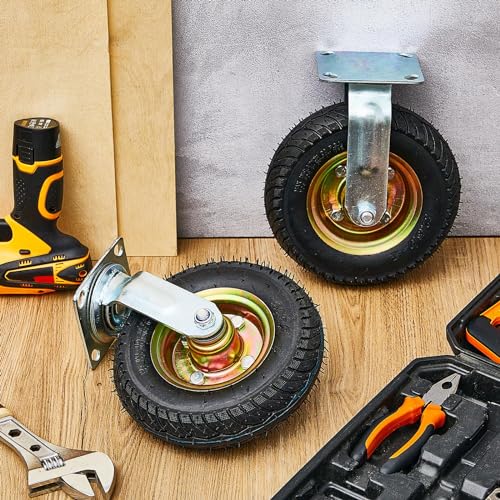 Snapklik.com : 8 Pcs 8 Pneumatic Caster Wheel Set 4 Swivel And 4 Rigid ...