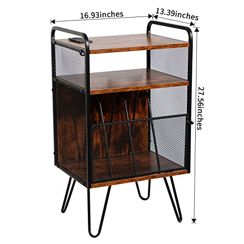 Snapklik.com : Hadulcet 3 Tier End Table, Record Player Stand