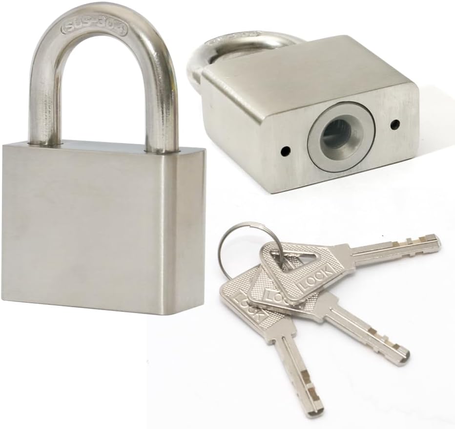 Padlock,Chrome Steel Body Keyed Different Padlock, 1-inch Shackle, 1.5 ...