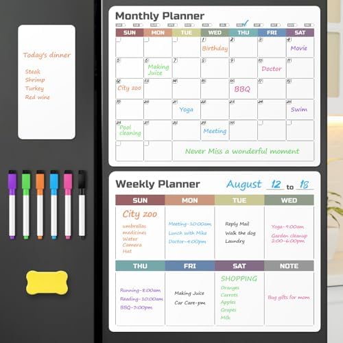 Amazon.com : Tingicase 3 Pack Dry Erase Magnetic Calendar Whiteboard ...