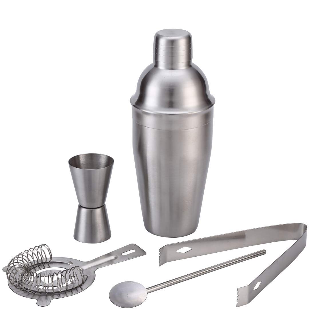 5-Piece Cocktail Mixing Set - Kit Includes Stainless Steel Shaker ...