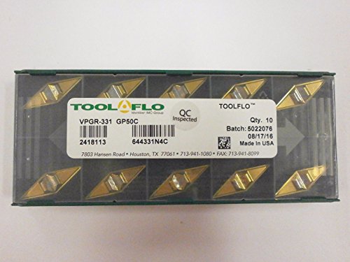 10pc) ToolFlo VPGR 331 GP50 Coated Carbide Indexable Profiling Inserts ...