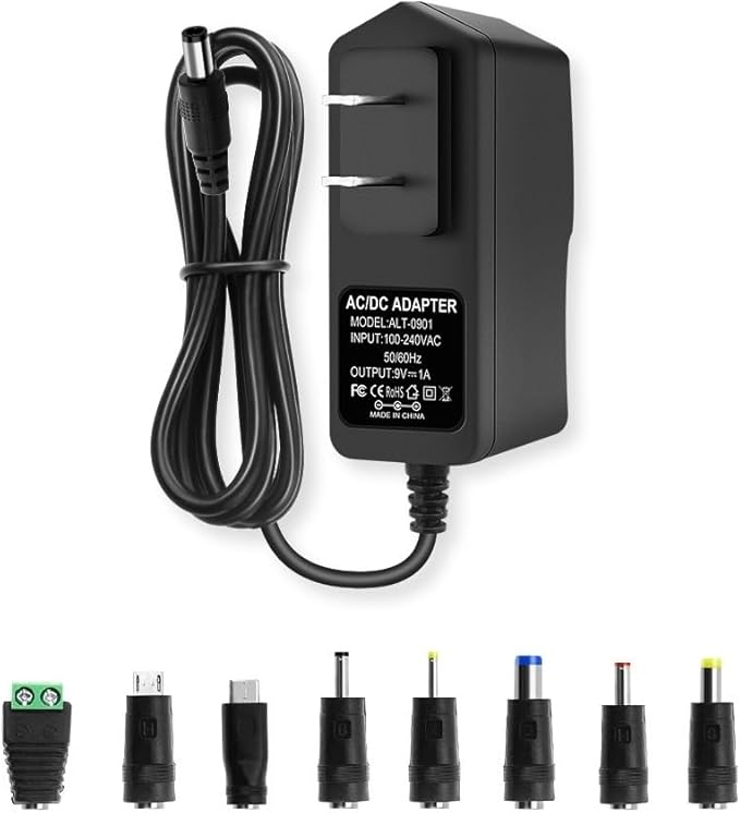 Amazon.com: 9V DC Power Supply 1A AC Adapter, DC 9V Power Cord, 100 ...