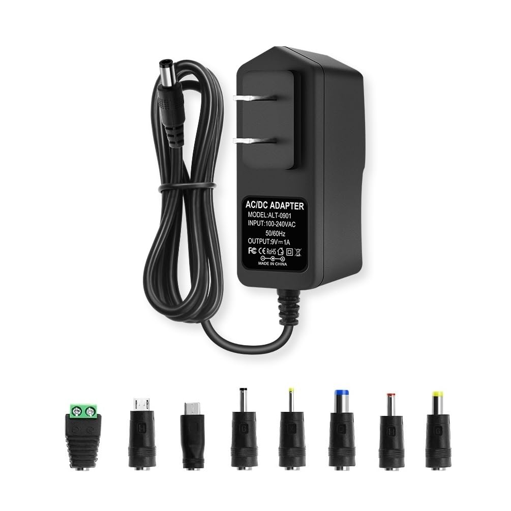 Amazon.com: 9V DC Power Supply 1A Universal AC Adapter, 100-240V 50 ...