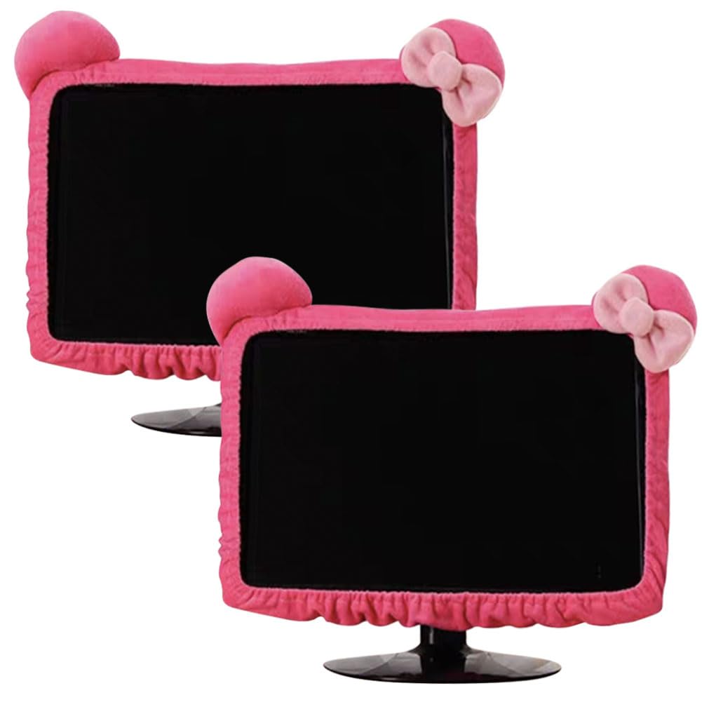 Amazon.com: 2 Pcs Computer Monitor Cover with Cat Ear Furry Pink Kawaii ...