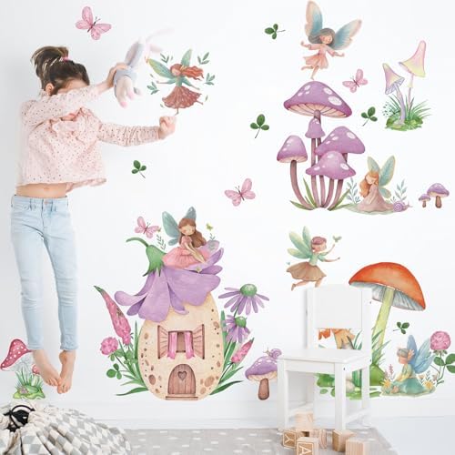 Amazon.com: wondever Fairy Wall Stickers Elves Butterfly Girls Peel and ...
