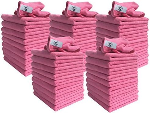 DCS Microfibre Cleaning Cloth, Pink, Pack of 50, Large Size: 40x40cm ...