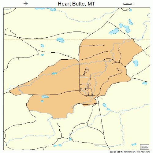 Amazon.com: Large Street & Road Map of Heart Butte, Montana MT ...