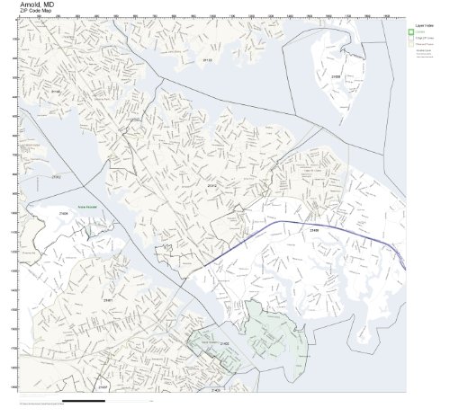 ZIP Code Wall Map of Arnold, MD ZIP Code Map Laminated: Amazon.com ...