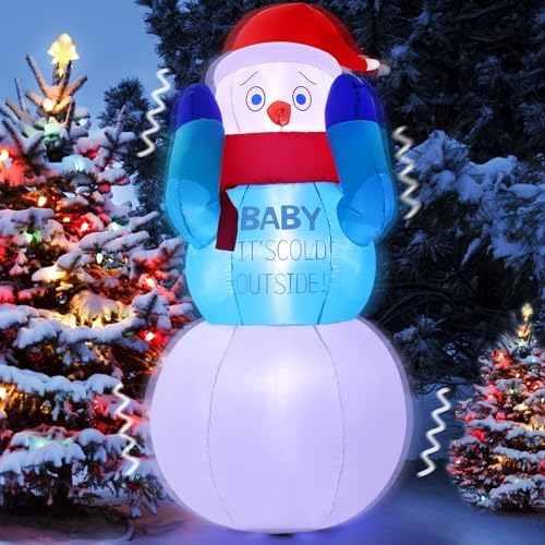Amazon.com: Leyndo 2024 6 FT Shivering Christmas Inflatable Snowman ...
