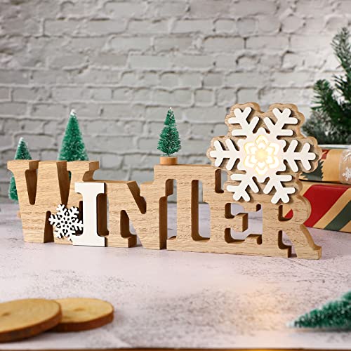Winter Decorations for Home Standing Wooden WINTER Letters Tabletop ...