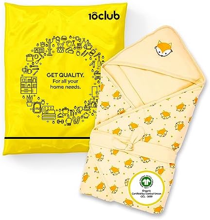 MY NEWBORN by 10 Club 3 Layer 100% Organic Cotton Hooded Baby Wrapper ...