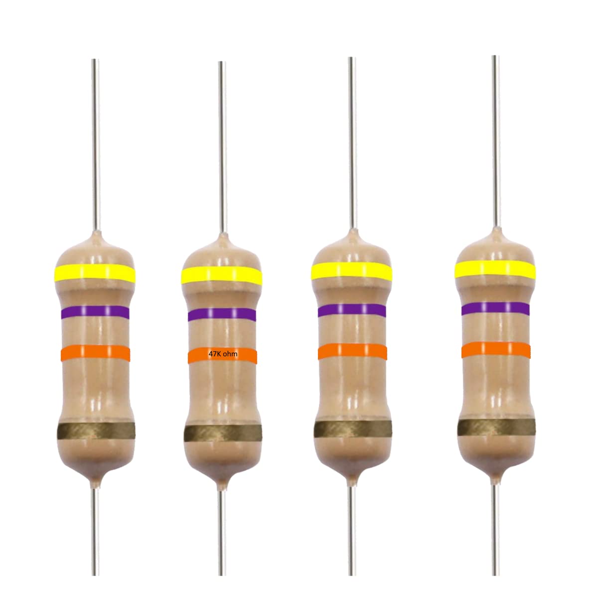 California JOS 47K Ohm Carbon Film Single Fixed Resistor 1/2 W (0.5 ...