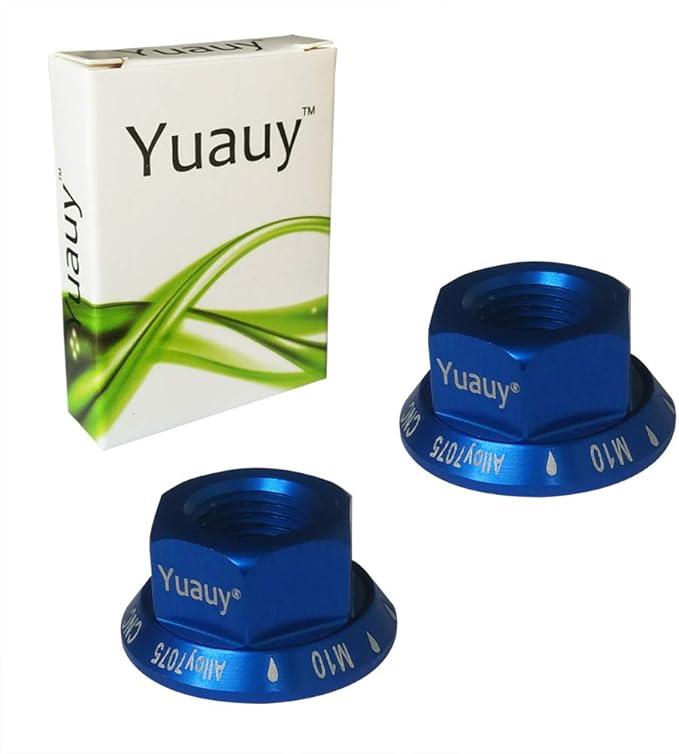 Amazon.com : Yuauy Black 2 x M10 Bike Wheel Hub Axle Nuts 7075 Aluminum ...