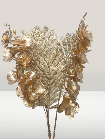 Buy DN Enterprises Artificial Golden Flowers Bunch Stick for Vase, Home ...